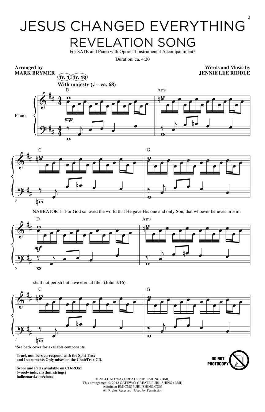 Jesus Changed Everything Sheet Music by Mark Brymer (SKU: 00103677 ...