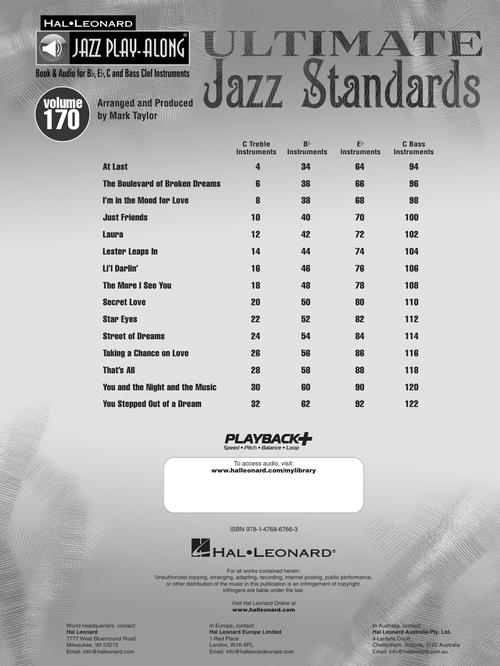 Ultimate Jazz Standards Jazz Play-Along Volume 170 - Willis Music Store