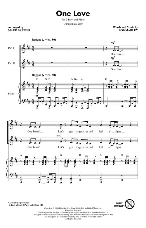 One Love Sheet Music by Mark Brymer (SKU: 00117439) - Stanton's Sheet Music