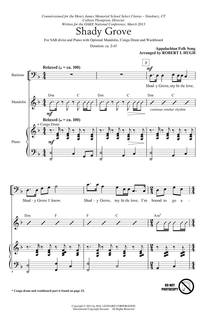 Shady Grove Sheet Music by Robert I Hugh (SKU: 00117664) - Stanton's ...