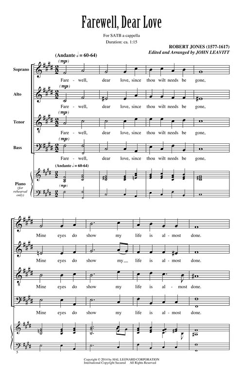 Farewell, Dear Love – Partituras MX