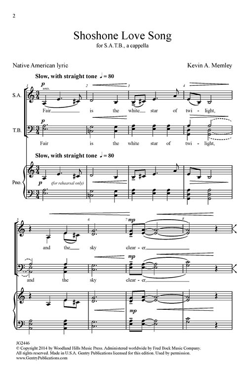 Shoshone Love Song Sheet Music by Kevin Memley (SKU: 00125115 ...