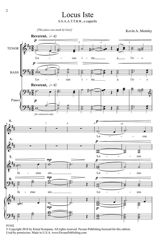 Locus Iste Sheet Music by Kevin A Memley (SKU: 00158718) - Stanton's ...