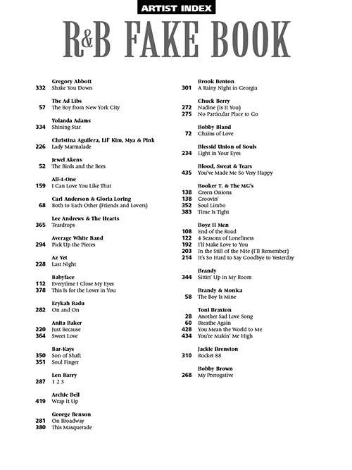 R&B Fake Book - 2nd Edition 375 Rhythm & Blues Songs - Willis Music Store