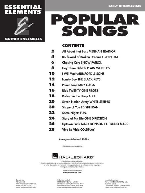 Popular Songs Essential Elements Guitar Ensembles Early Intermediate ...