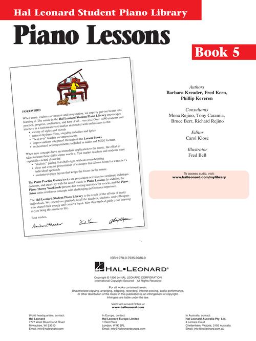 Piano Lessons Book 5 Hal Leonard Student Piano Library - Willis Music Store