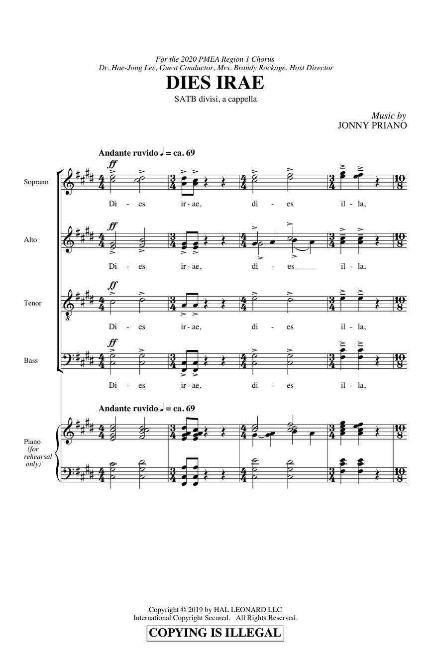 Dies Irae Sheet Music by Jonny Priano (SKU: 00320039) - Stanton's Sheet ...