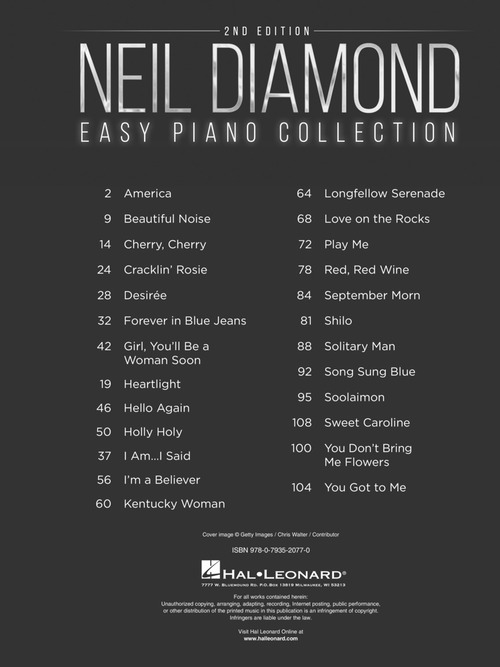 Neil Diamond – Easy Piano Collection – 2nd Edition – Bookmark Music