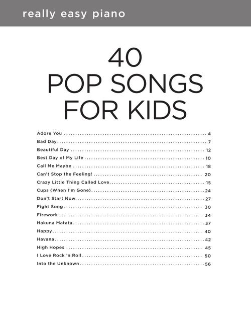 40 Pop Songs for Kids Really Easy Piano Series - Willis Music Store
