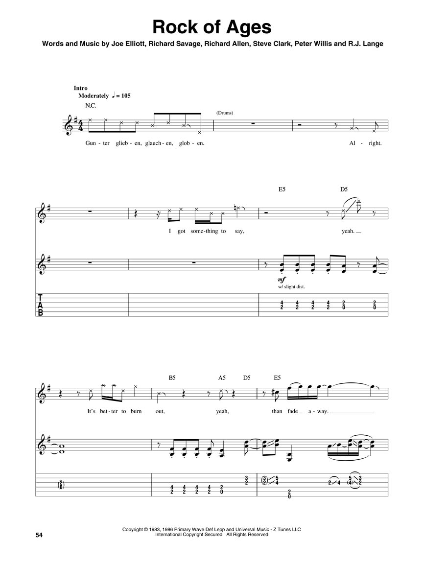 Def Leppard Sheet Music by Def Leppard (SKU: 00702532) - Stanton's ...