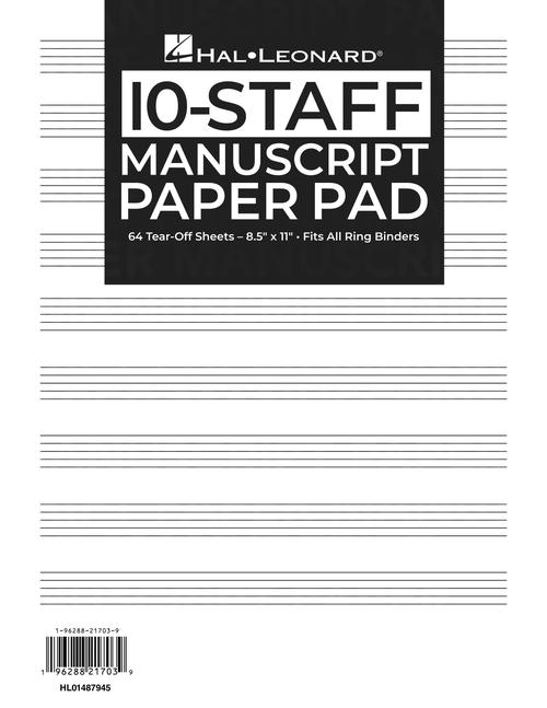 Manuscript Paper 10-Staff Paper Pad - Willis Music Store