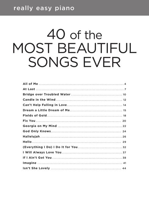 40 of the Most Beautiful Songs Ever Really Easy Piano Series - Willis ...