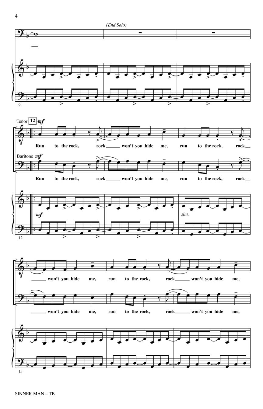 Sinner Man Sheet Music by Roger Emerson (SKU: 08551785) - Stanton's ...