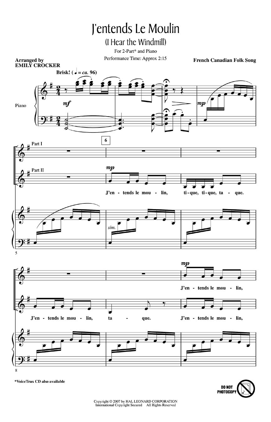 J'entends Le Moulin Sheet Music by Emily Crocker (SKU: 08551984 ...