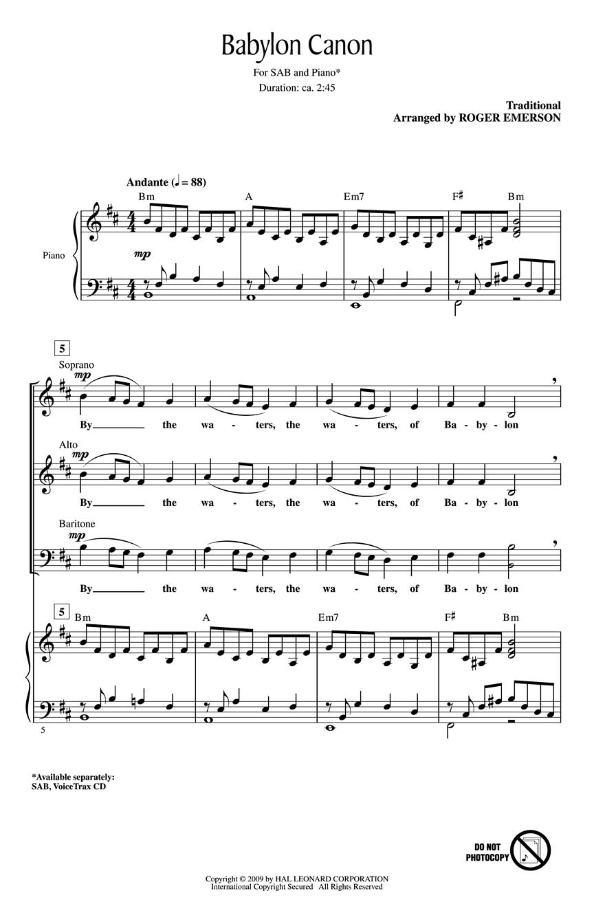Babylon Canon Sheet Music by Roger Emerson (SKU: 08552107) - Stanton's ...