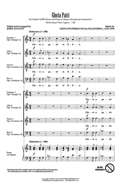 Gloria Patri Sheet Music by John Leavitt (SKU: 08596772) - Stanton's ...