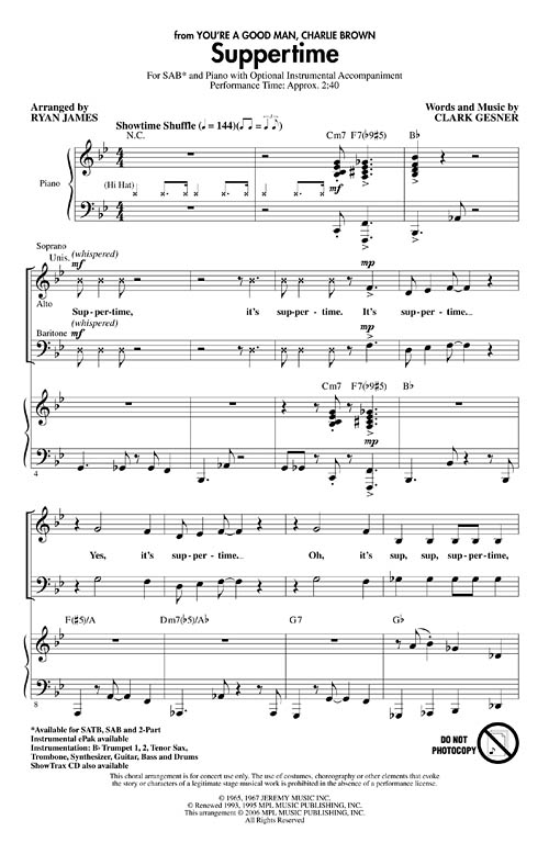 Suppertime Sheet Music by Ryan James (SKU: 08621411) - Stanton's Sheet ...