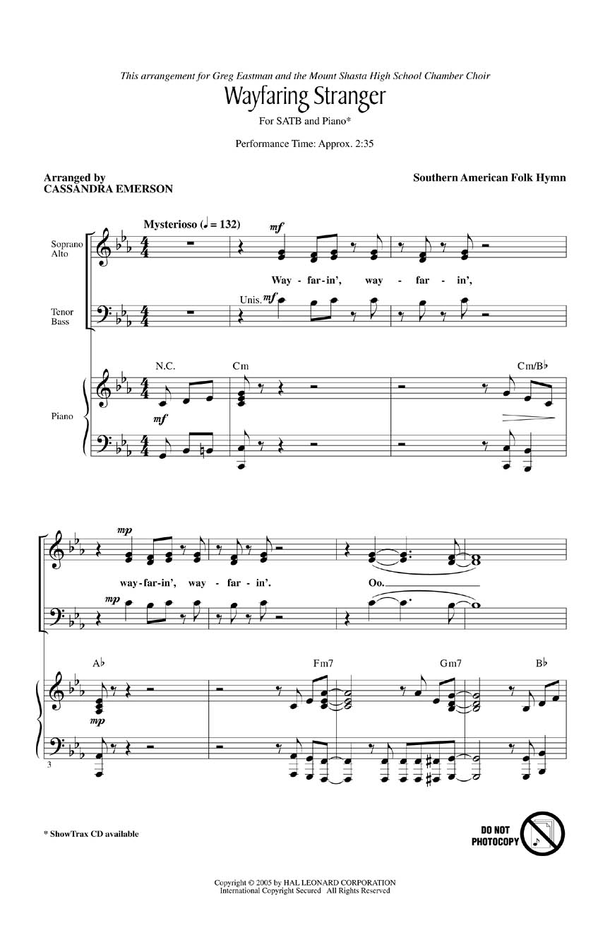 Wayfaring Stranger Sheet Music by Cassandra Emerson (SKU: 08745095 ...