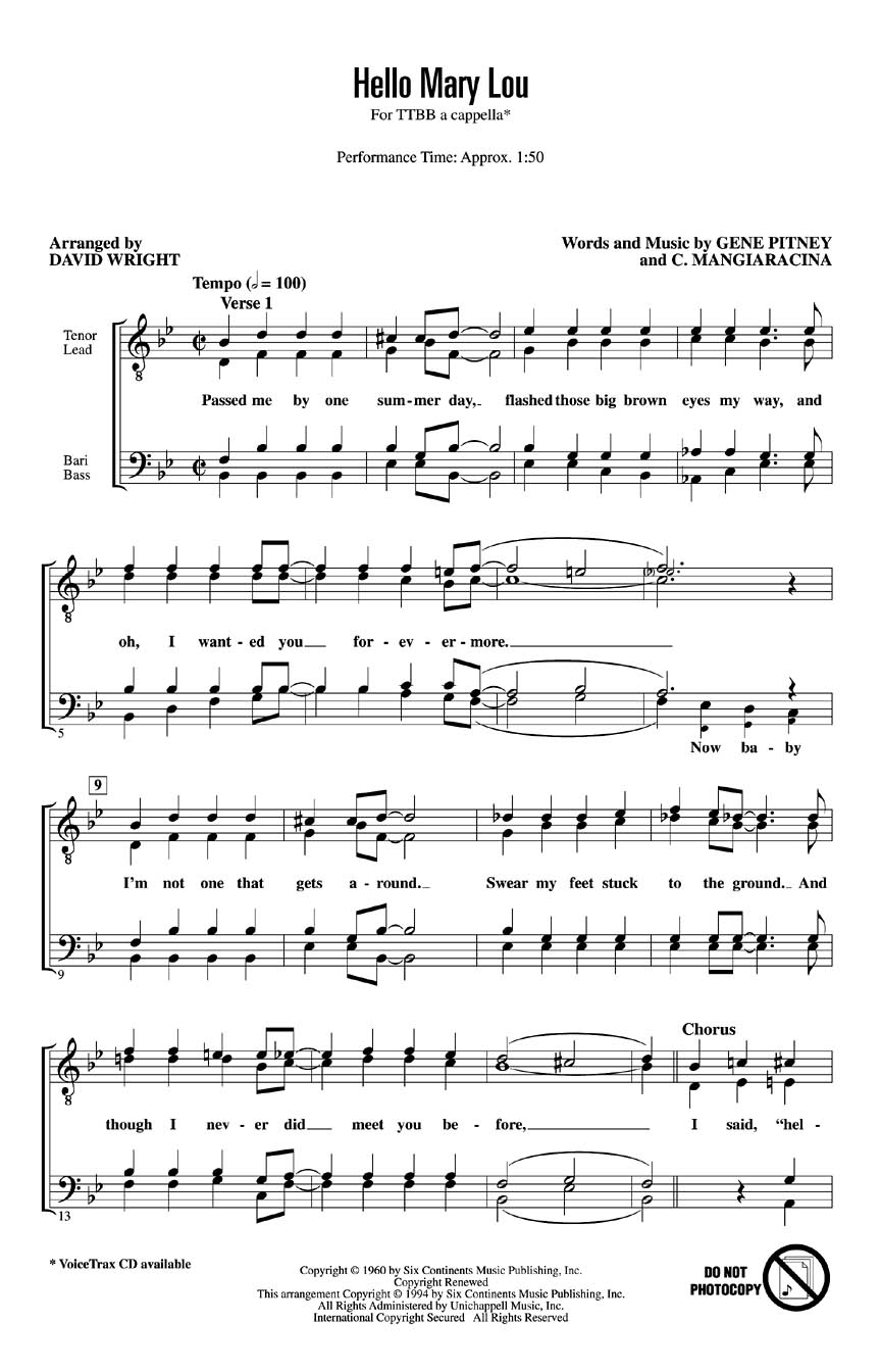 Hello Mary Lou Sheet Music by David Wright (SKU: 08745489) - Stanton's ...