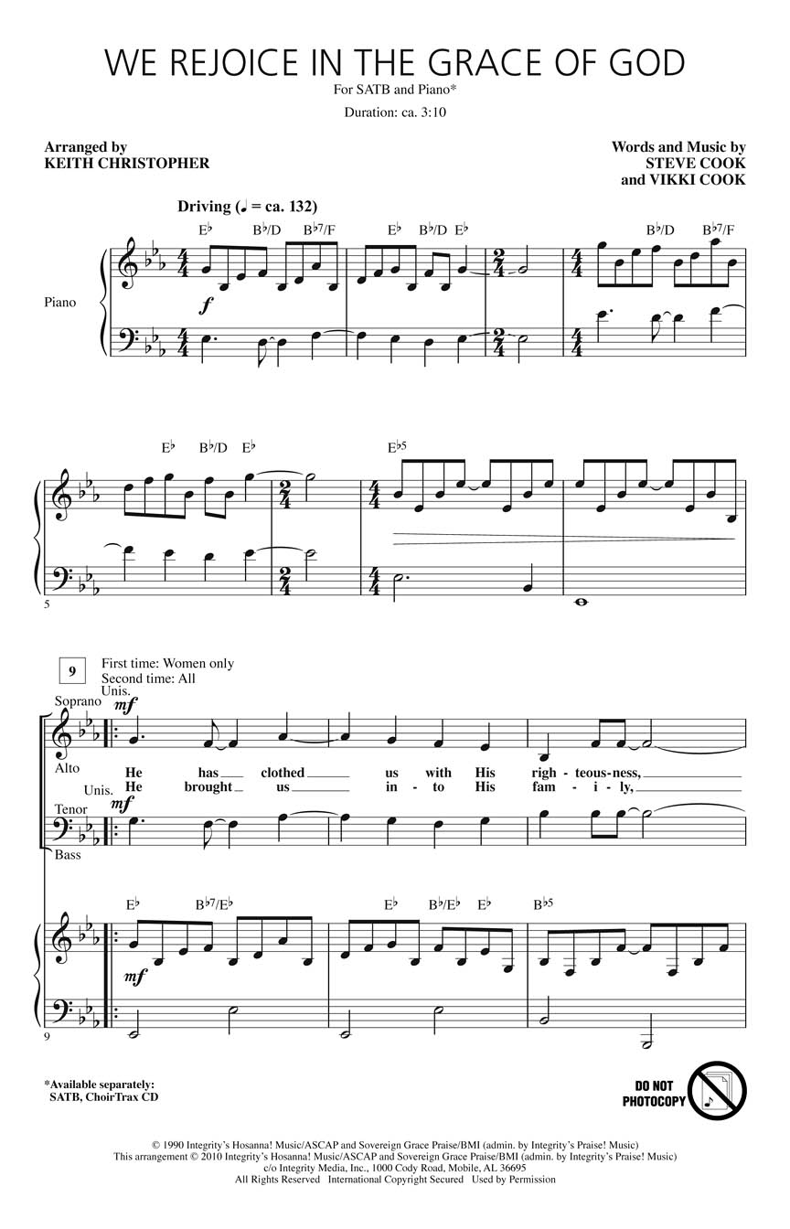 We Rejoice In The Grace of God Sheet Music by Keith Christopher (SKU ...