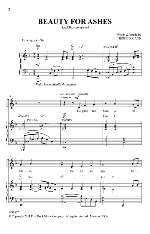 Beauty For Ashes Sheet Music by Jesse Cann (SKU: 08753128) - Stanton's ...