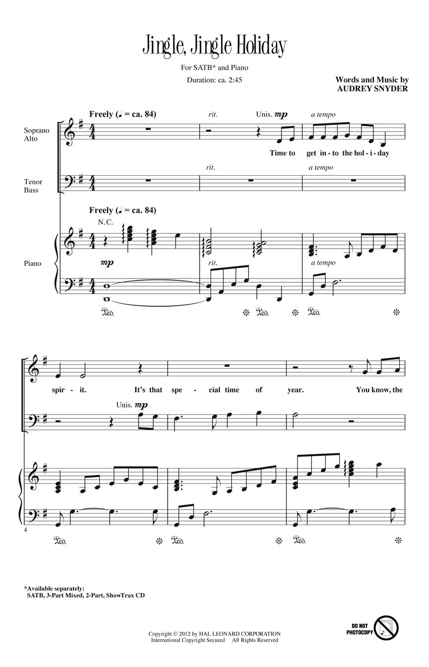 Jingle Jingle Holiday Sheet Music by Audrey Snyder (SKU: 08754362 ...