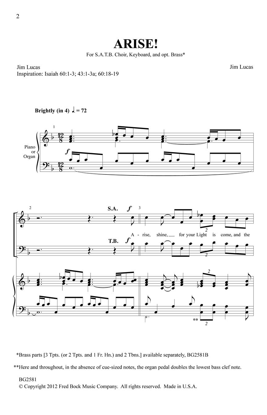 Arise Sheet Music by Jim Lucas (SKU: 08754627) - Stanton's Sheet Music