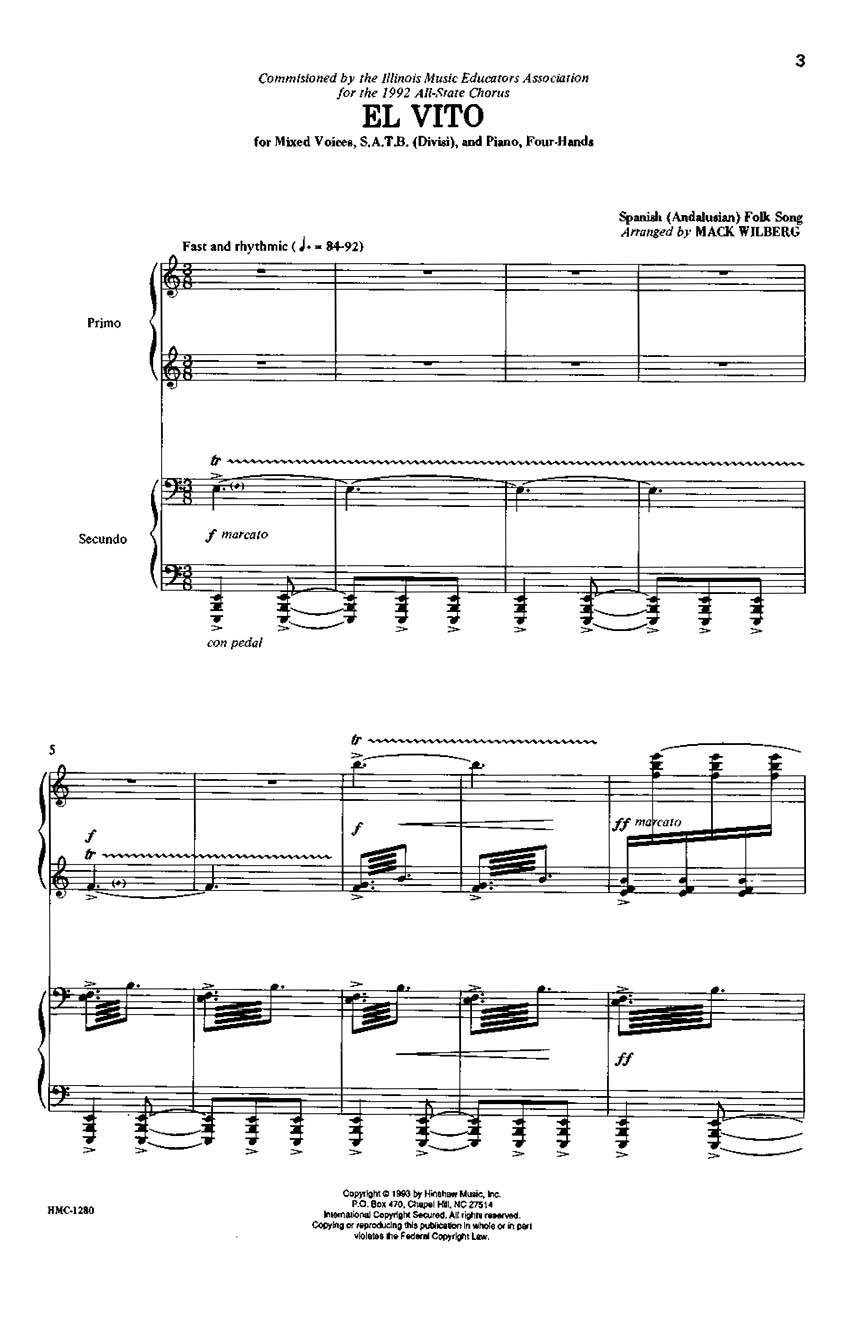 El Vito Sheet Music by Mack Wilberg (SKU: 08763564) - Stanton's Sheet Music