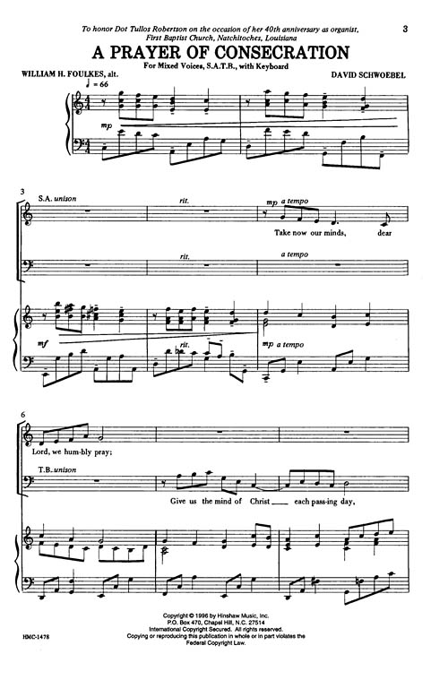 A Prayer of Consecration - Willis Music Store