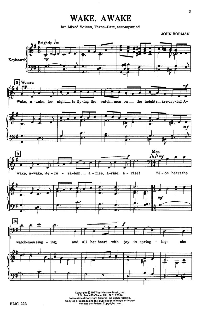 Wake Awake Sheet Music by John Horman (SKU: 08764618) - Stanton's Sheet ...