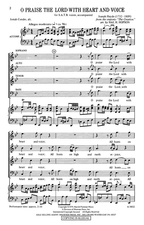 O Praise The Lord With Heart and Voice Sheet Music by Hal H Hopson (SKU ...