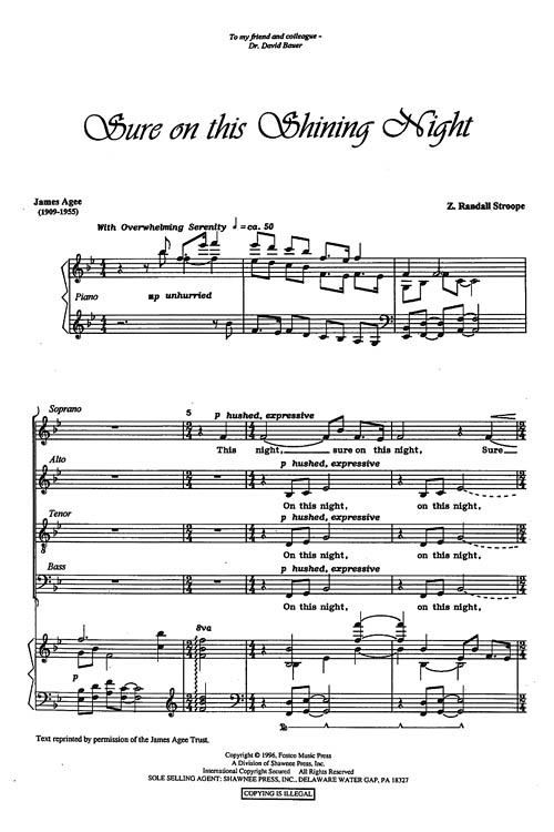 Sure On This Shining Night Sheet Music by Z Randall Stroope (SKU ...