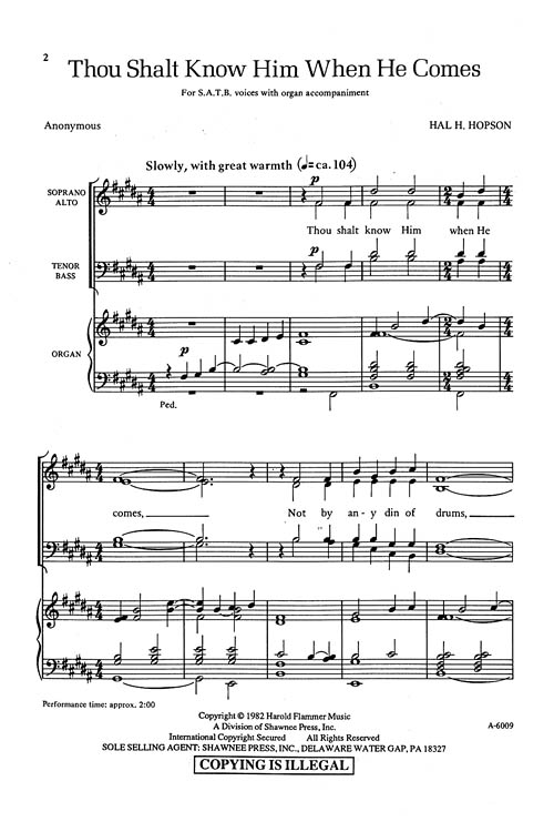 Thou Shalt Know Him When He Comes Sheet Music by Hal H Hopson (SKU ...