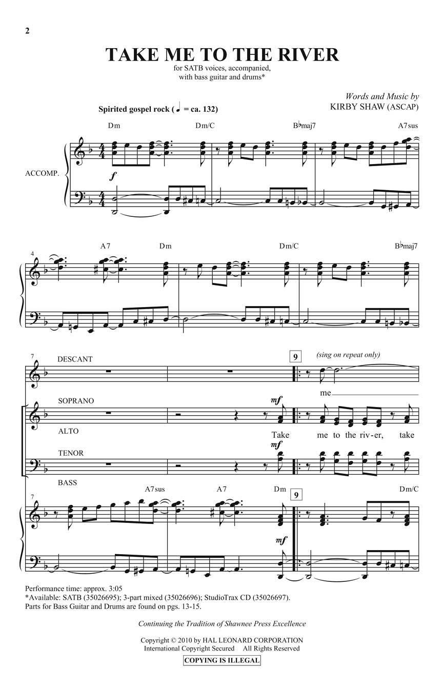 Take Me To The River Sheet Music by Kirby Shaw (SKU: 35026695 ...
