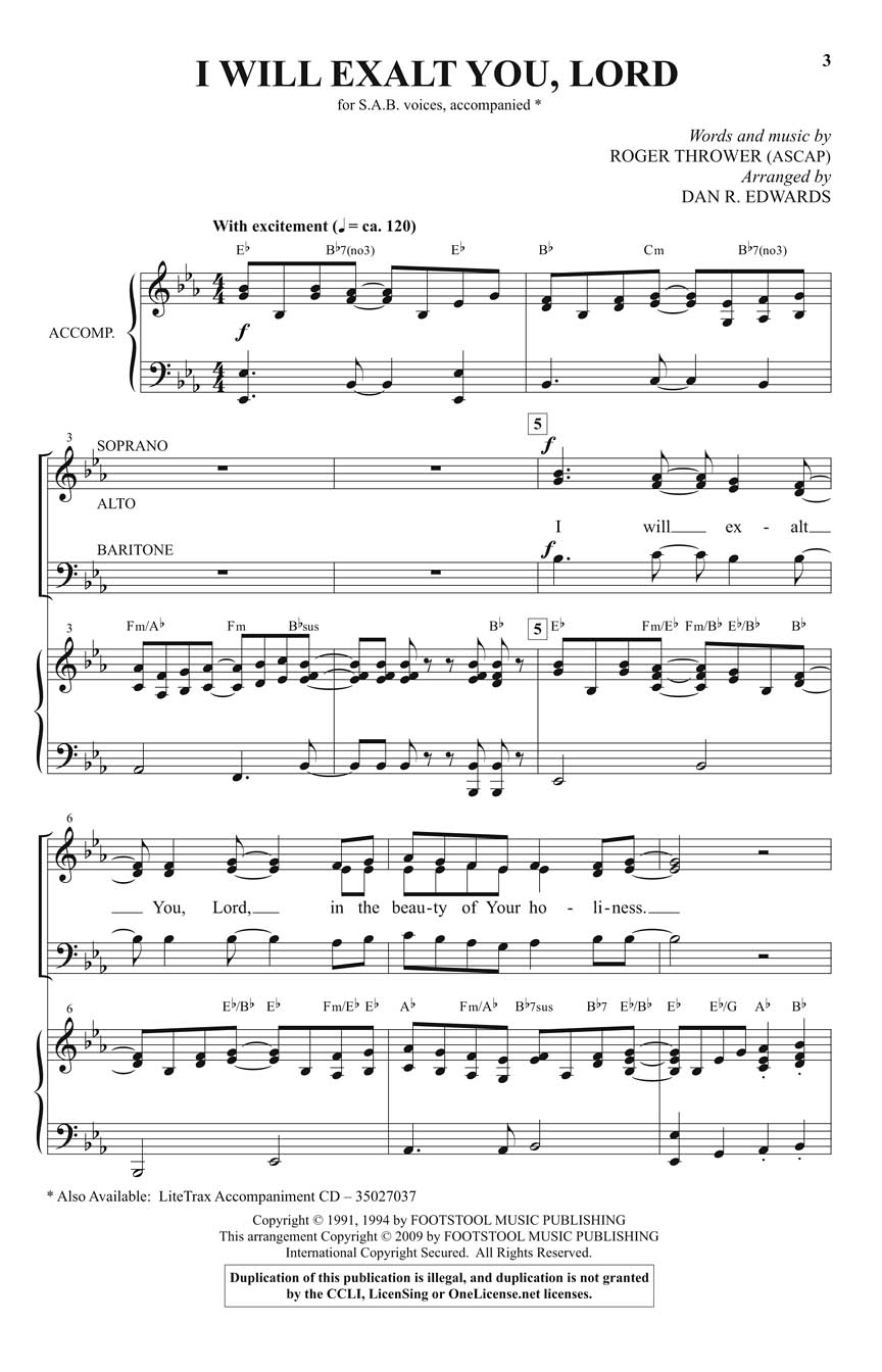 I Will Exalt You Lord Sheet Music by Dan Edwards (SKU: 35026721 ...