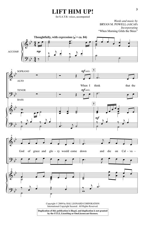 Lift Him Up Sheet Music by Bryan Powell (SKU: 35026726) - Stanton's ...