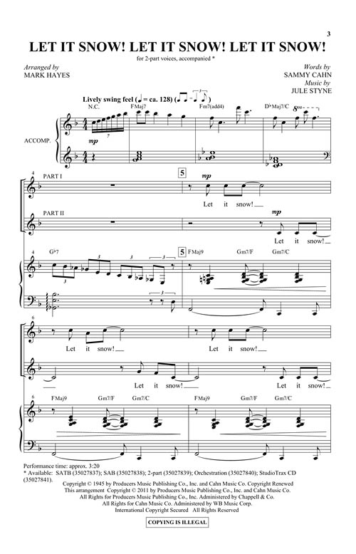 Let It Snow Let It Snow Let It Snow Sheet Music by Mark Hayes (SKU ...
