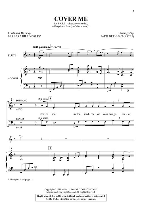 Cover Me Sheet Music by Drennan/Billingsley (SKU: 35028065) - Stanton's ...