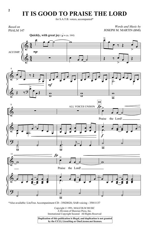 It Is Good To Praise The Lord Sheet Music by Joseph M Martin (SKU ...