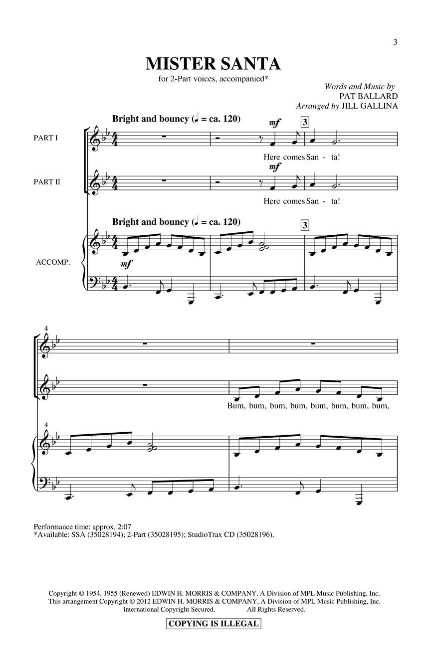 Mister Santa Sheet Music by Jill Gallina (SKU: 35028195) - Stanton's ...