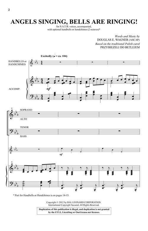 Angels Singing Bells Are Ringing Sheet Music by Douglas E Wagner (SKU ...