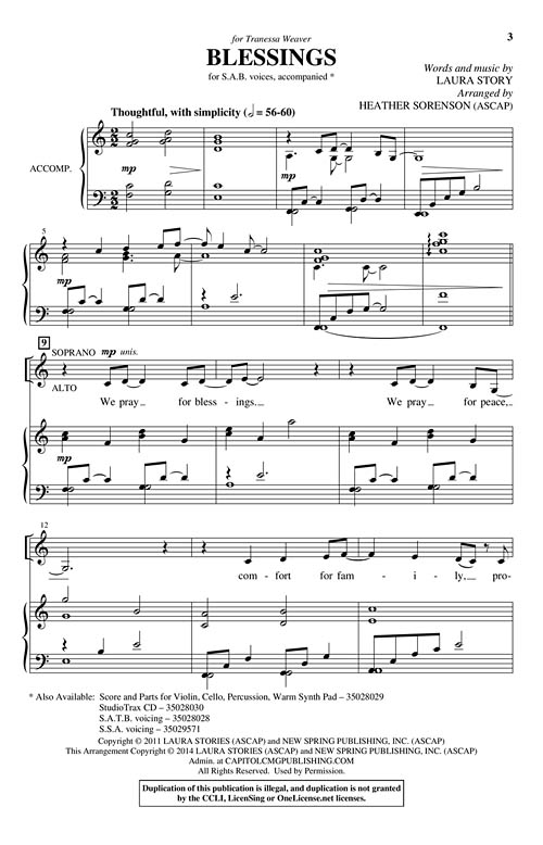 Blessings Sheet Music by Heather Sorenson (SKU: 35029570) - Stanton's ...