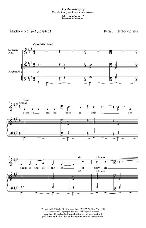 Blessed Sheet Music by Bern Herbolsheimer (SKU: 50486220) - Stanton's ...