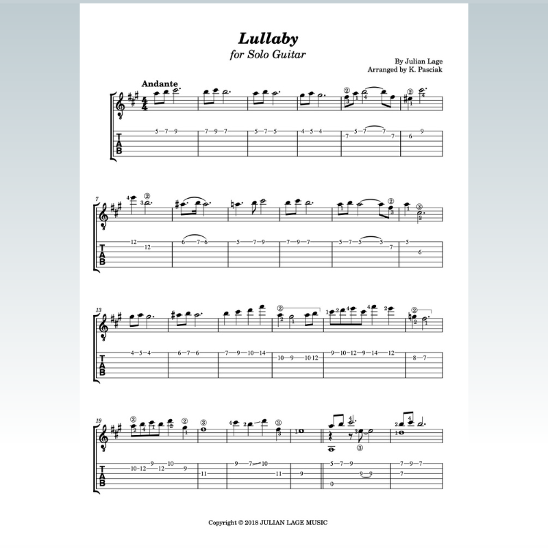 Lullaby (arr. Kenneth Pasciak) by Julian Lage Sheet Music for Easy ...