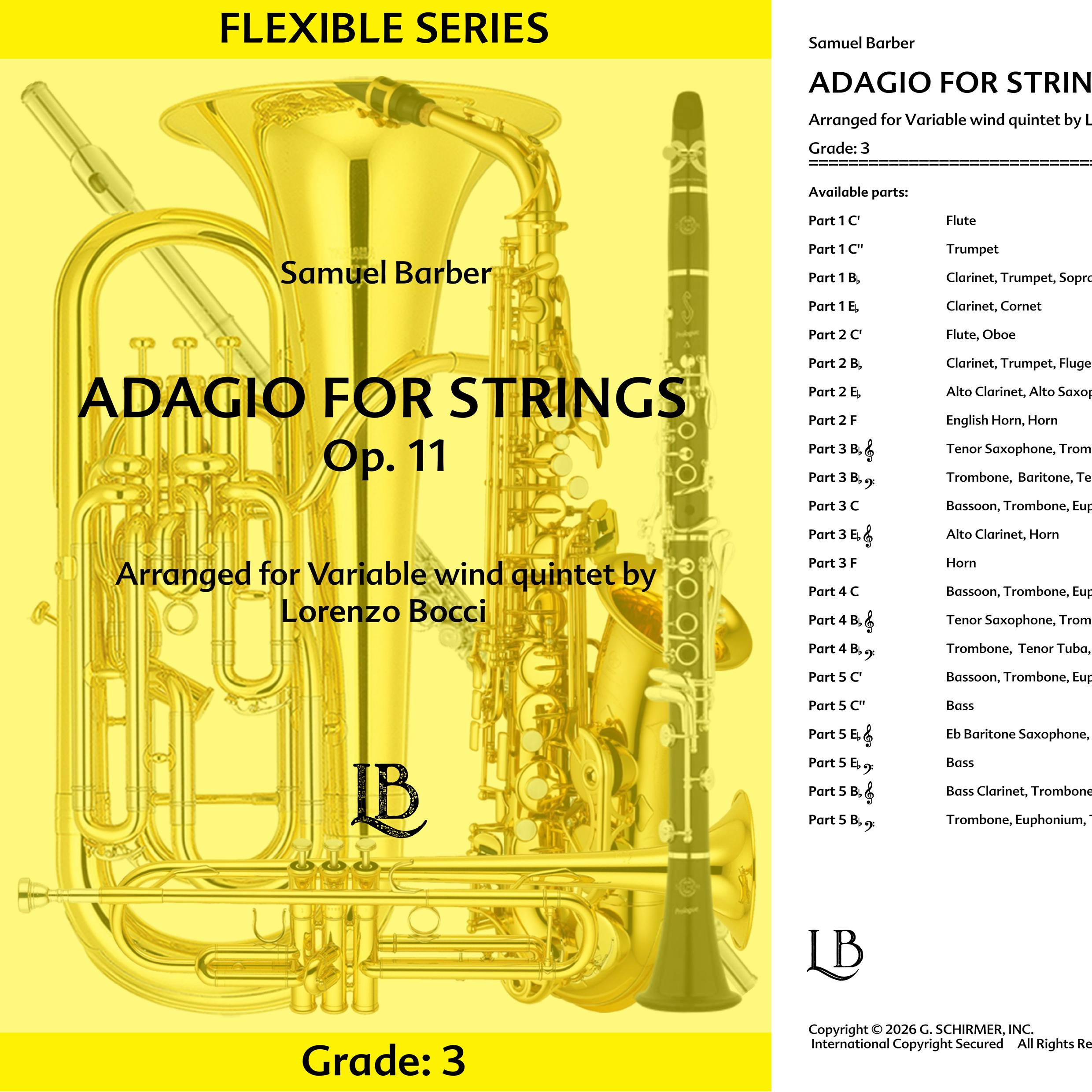 ADAGIO FOR STRINGS OPUS (ARR. LORENZO BOCCI) POR SAMUEL BARBER ...