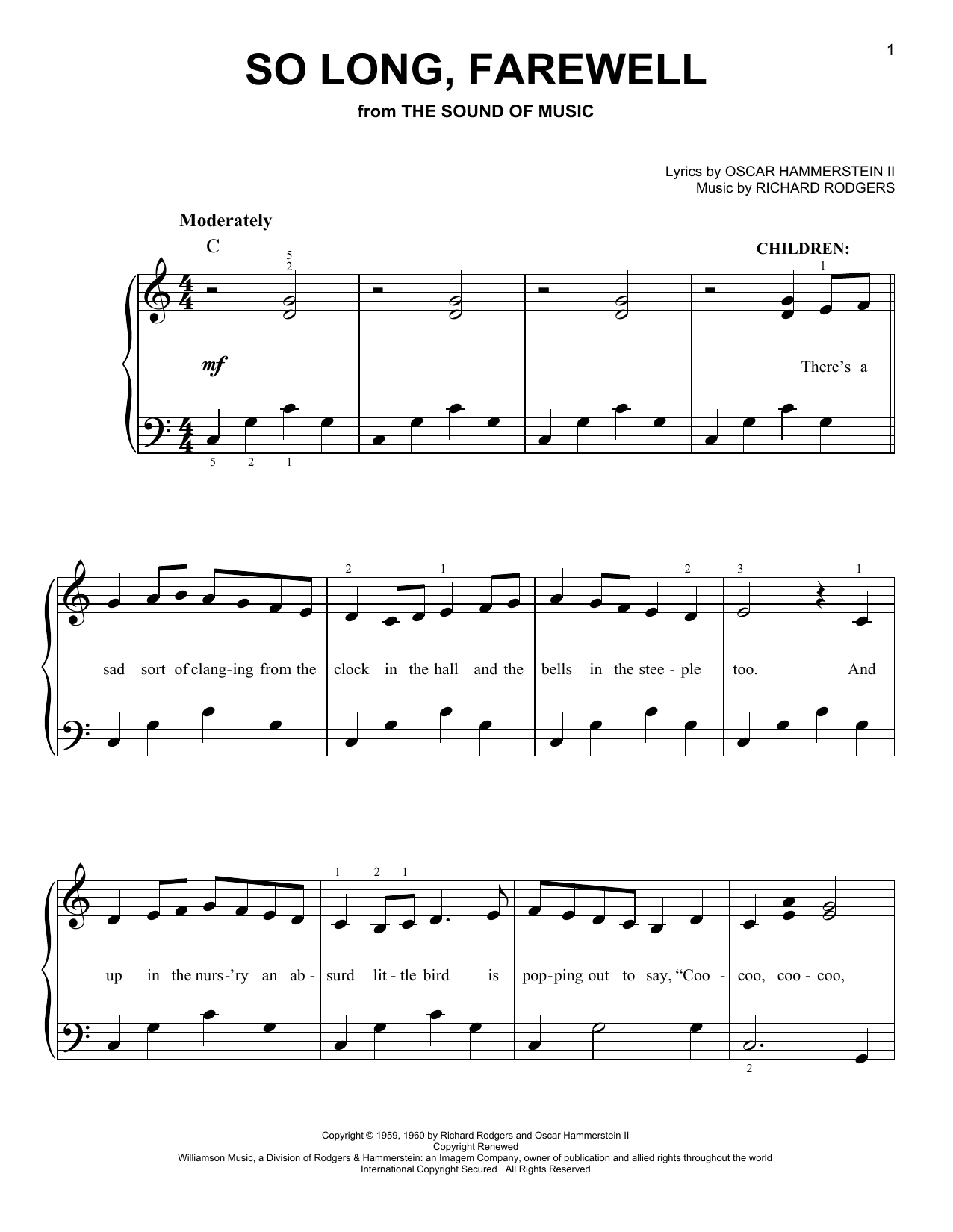 So Long Farewell Sheet Music By Rodgers Hammerstein Easy Piano 24181 So Long Farewell Sheet Music By Rodgers Hammerstein Easy Piano 24181