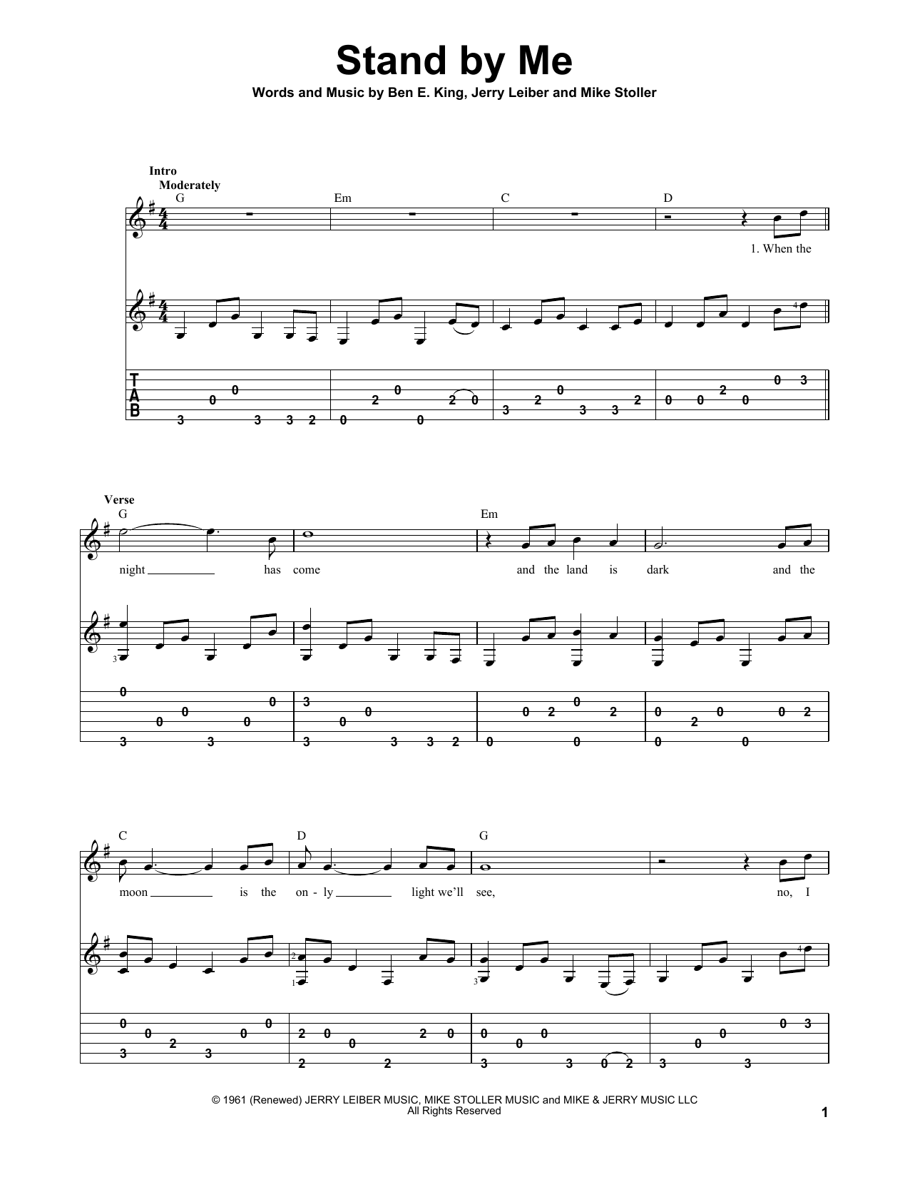 Stand By Me By Ben E King Sheet Music For Solo Guitar At Sheet Music Stand By Me By Ben E King Sheet Music For Solo Guitar At Sheet Music