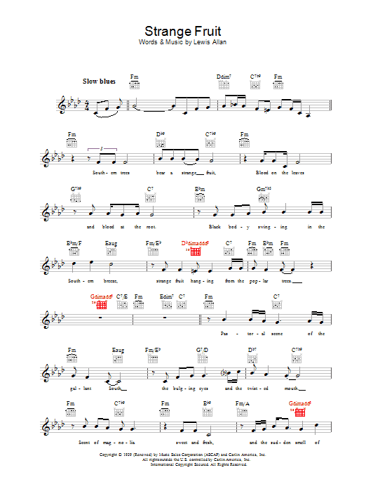 Strange Fruit Sheet Music Direct