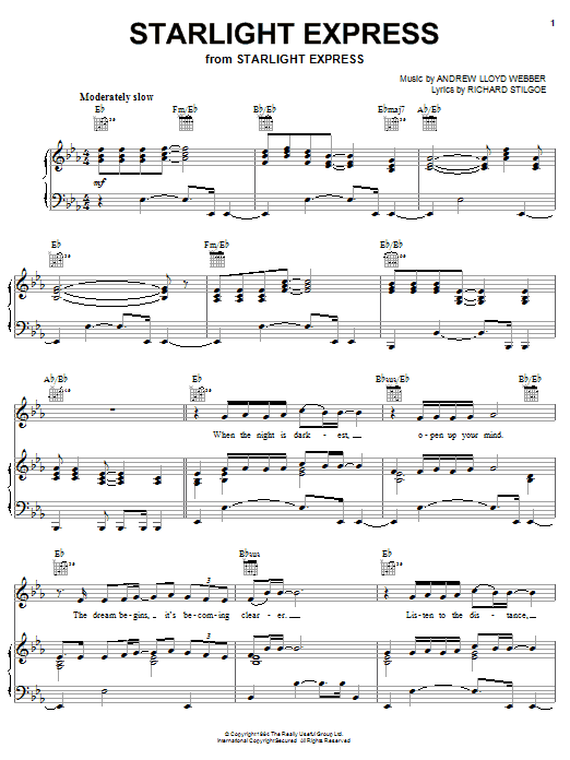 Starlight Express By Andrew Lloyd Webber Sheet Music For Piano Vocal