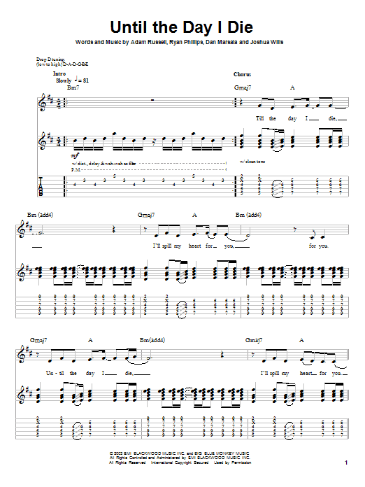 Until The Day I Die Sheet Music Story Of The Year Guitar Tab Until The Day I Die Sheet Music Story Of The Year Guitar Tab